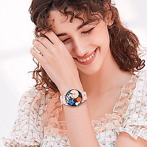 SuperNaNa Floral Design 3 Pack Samsung Galaxy Watch Bands for Women, Elegant Butterfly and Wildflower Engravings, 20mm Width, Quick Release, Soft Silicone