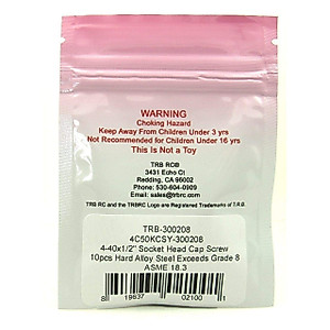 TRB RC 4-40 x 1/2" Hard Alloy Steel Socket Head Cap Screw 10pc Exceeds Grade 8