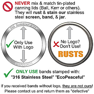 4 Pack (4 Rings, 4 Screens, 4 Inserts) Mason Jar Sprouting Lids - 316 Surgical Stainless Steel Sprouting Lids for Wide Mouth Mason Jars- Curved Strainer Lids, Silicone Inserts - Rust-Proof, BPA-free