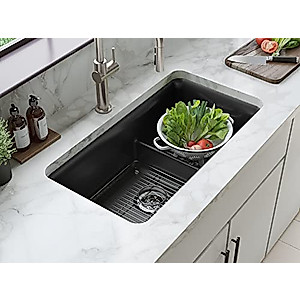 KOHLER Neoroc Undermount Double Bowl Kitchen Sink, Composite Sink with Smart Divide, 33" Double Offset Bowl with Sink Racks