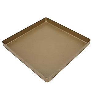 Oumefar Baking Sheets Pan, 11 x 11 x 1.2 in Baking Tray, Oven Trays Gold Aluminum Alloy Square Shape Non-Stick Baking Tray Bread Pizza Tray Baking Tool, Cookie Sheet Replacement Toaster Oven Tray