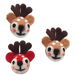 NUOBESTY 3Pcs Deer head brooch accessory Kid Xmas Clothes Pin Christmas DIY Ornaments Felt Christmas Deers Girl Christmas Present Xmas Scarf Pin Miss wool felt antlers birthday present