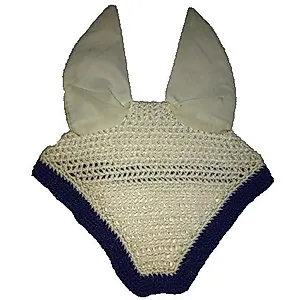 Avani Creations Horse Ear Net Crochet Fly Veil Equestrian Fly Bonnet/Veil/mask Standard Size