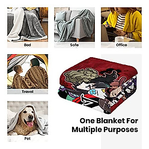 DRINCE Anime Blanket Cartoon Flannel Throw Blankets for Sofa All Season Super Cozy Plush Blanket for Kids Adults Gift 50''X40''