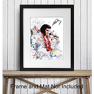 Elvis Las Vegas Wall Art Decor - Bedroom, Bar, Family or Living Room, Home, Apartment or Office Decoration Poster Print - Fab Gift for Country Music or Graceland Fans - 8x10 Unframed Picture