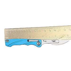 Tungyi Daily Pocket Folding Utility Knife with Key Ring and 10 Replaceable Quick Change Blades, Ultra Compact and Lightweight (Blue)