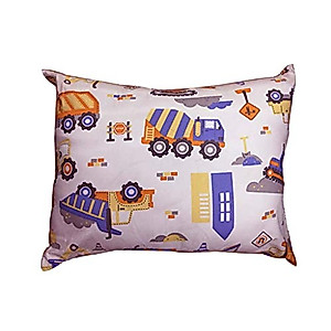 Bacati Construction Multicolor Boys Cotton 4 Piece Toddler Bedding Set 100 Percent Cotton Includes Reversible Comforter, Fitted Sheet, Top Sheet, and Pillow Case for Boys