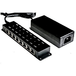 PoE Texas - 8 Port Passive Midspan Injector: Compatible with IEEE 802.3af Power Over Ethernet Devices including Phones Cameras Wifi Access Points and More - WS-POE-8-48v120w