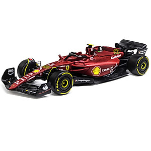 XTD Bburago 1:43 2022 F1 Ferrari F1-75 #55 Sainz Alloy Luxury Vehicle Diecast Cars Model Toy Collection Gift (2022 F1-75 #55 Acrylic Box) Red