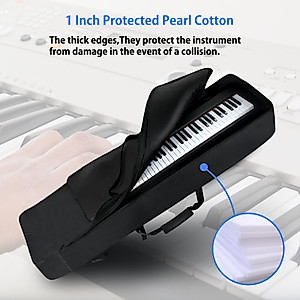 NKTM 88 Key Keyboard Case, 53.5"x12.6"x6.3" Electric Keyboard Bag Piano Gig Bag with Handles and Adjustable Shoulder Straps Keyboard Gig Bag - Black