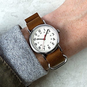 Benchmark Basics Leather Watch Band - Zulu Crazy Horse Oiled Leather Military Style One-Piece Watch Strap - 18mm Dark Brown