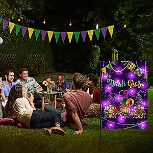 Mardi Gras Garden Flag Vertical Double Sided，Mardi Gras Decorations Masquerade Gnomes Holiday Party Yard Outdoor Decorative Classic Design House Flag Banner for Yard Lawn, 18 X 12 Inch (Style 2)