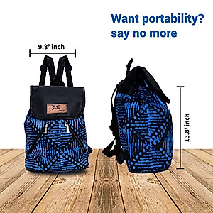 African Things Canvas Mini Backpack for Women - Small Waterproof Casual, School, Travel & Work Shoulder Bookbag - Black Water Resistant Lining Print Drawstring Daypack Purse for Girls Ada Batik
