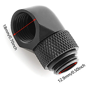 DGZZI G1/4" Male to Female Extender Fitting 2PCS Black 90 Degree Elbow Thread Rotary Connector Adapte for Computer Water Cooling System