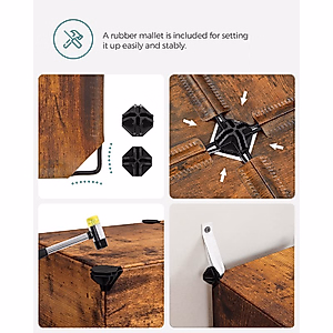 SONGMICS Cube Storage Organizer, 16-Cube Book Shelf, Closet Organizers and Storage, Room Organization, Cubby Shelving for Bedroom Living Room, 48.4 x 12.2 x 48.4 Inches, Rustic Brown ULPC442A01