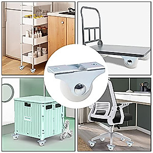 Cionyce 20 Pcs 1" Caster Wheels Rigid Non Swivel Fixed Casters with Metal Top Plate White Hard Plastic Wheels for Furniture, Silver