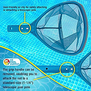 U.S. Pool Supply Professional Spa, Hot Tub, Pool Hand Leaf Skimmer Net with Grip Handle - 9" Deep Ultra Fine Mesh Netting Bag Basket, Skim & Remove The Finest Debris - Pond, Small Kid Inflatable Pool