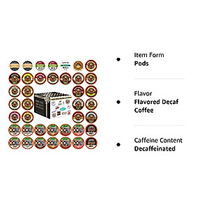 Flavored Decaf Coffee Pods Variety Pack, Great Mix of Decaffeinated Coffee Pods Compatible with all Keurig K Cups Brewers, 40 Count Bulk Pack