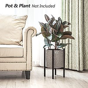 Mkono Plant Stand - EXCLUDING Plant Pot, Mid Century Modern Tall Metal Pot Stand Indoor Flower Potted Plant Holder Plants Display Rack, Fits Up to 10 Inch Planter, Black