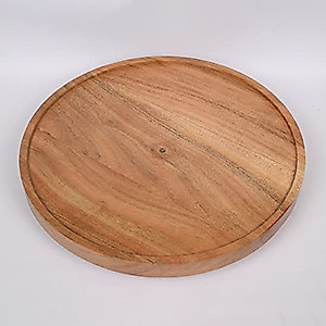 Acacia Wood Cake Stand - Wooden Cake Stand Turntable for Table, Pantry, Fridge, Refrigerator, Countertop (12" x 12" x 2")