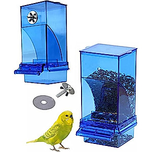 Kathson No-Mess Bird Cage Feeder Automatic Parrot Feeders Seeds Container Acrylic Finch Foraging Feeders Parakeet Food Dispenser Cage Accessories for Small Birds Canary Budgie Lovebirds