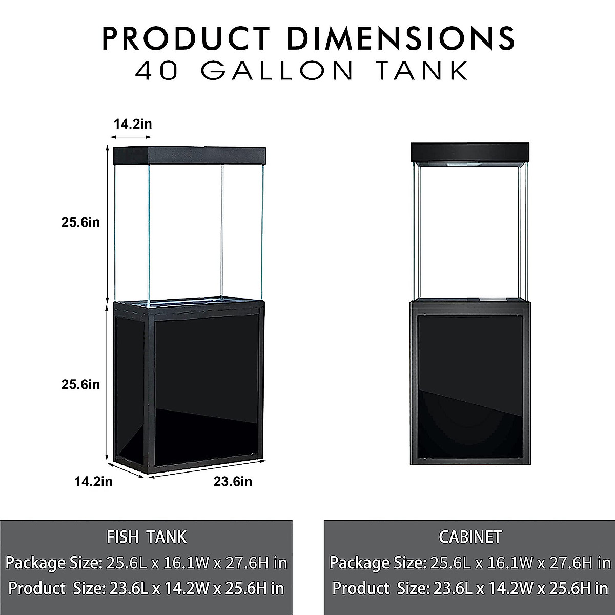 JAJALE 40 Gallon Aquarium Fish Tank LED Light Pump Freshwater Filter Upright Fishtank Stand Bundle Straight Corners Ultra Clear Tempered Glass with Complete Aquarium Setup (All Black)