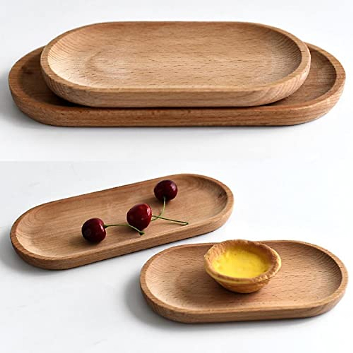 GEEKLLS Breakfast Tray Wood Serving Tray Dish Natural Wooden Platter for Snack Bread Display