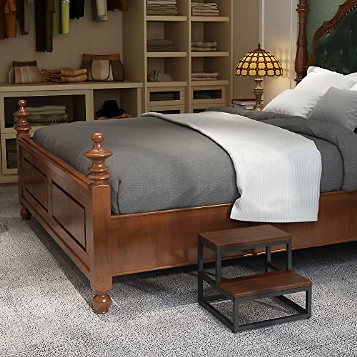 Step Stools for Bedside for Adults with 400lb Load Capacity -Assembly Required(Ebony)