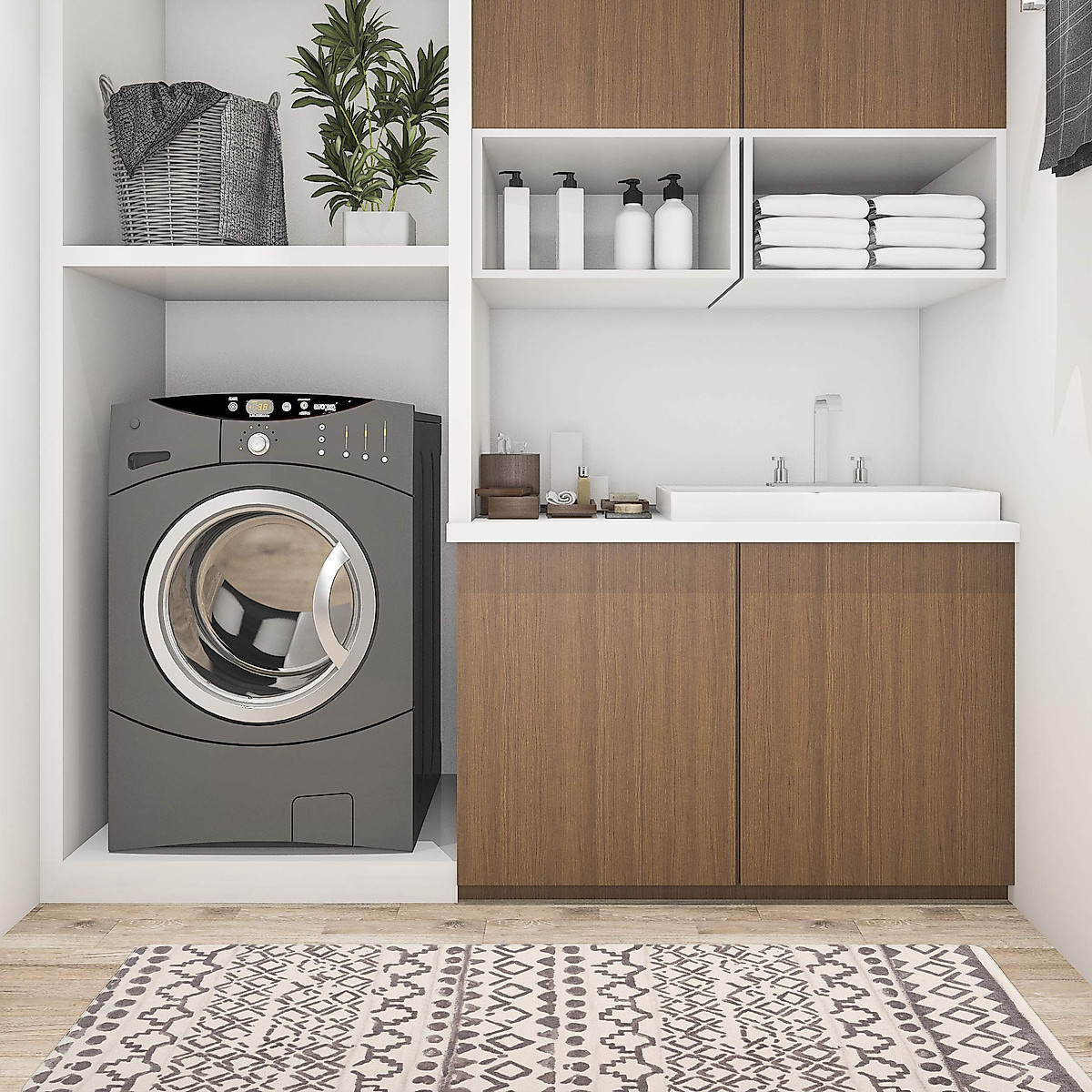 Rugshop Distressed Bohemian Anti Fatigue Standing Mat 18" x 47" Gray