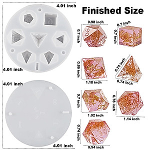 RESINWORLD 7 Piece Sharp Edge Polyhedral Dice Mold, DND Dice Resin Molds for Board Games, Silicone Molds for Resin Dice Making