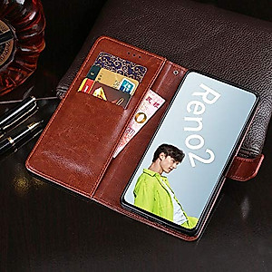 Case Cover Compatible with Oppo Reno2,Leather Flip Wallet Case with Card Slot,Stand Holder and Magnetic Closure, Case for Oppo Reno2