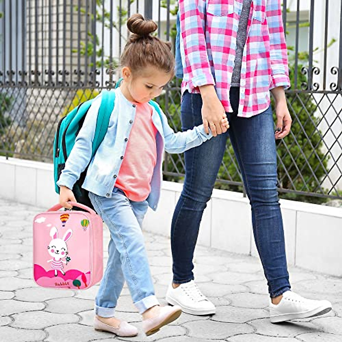 Spoilu lunch Box for Kids, School Insulated Lunch Bags for Boys and Girls - Double Insulated, Durable, Water-Resistant Fabric, Rabbit