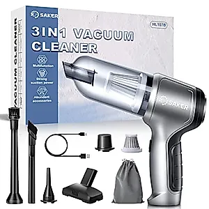 Saker Mini Vacuum Cleaner for Car,3 in 1 Keyboard Vacuum Cleaner Wireless Handheld,Car Vacuum with Brushless Motor 12000PA High Power and TypeC,Portable Vacuum Cleaner for Car,Office and Home Cleaning