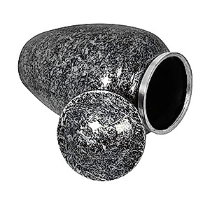 Cremation Urn for Ashes - Adult Funeral Urn Handcrafted - Affordable Urn for Ashes - Large Funeral Memorial with Elegant Finish for Cemetery Burial - Black/Silver