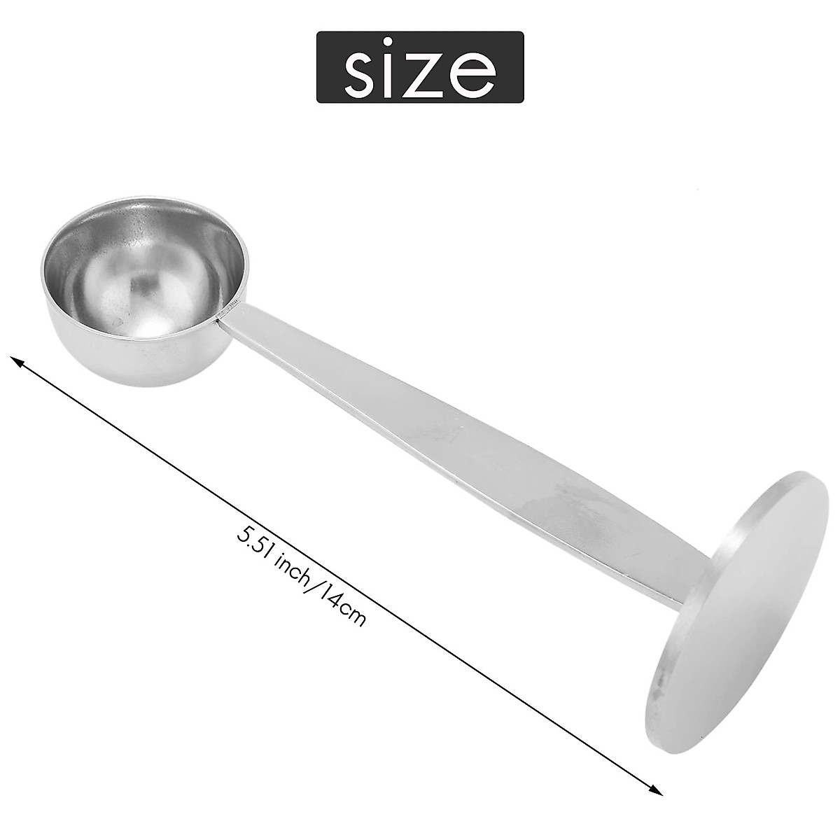 Pasuihcay Espresso Stand Coffee Measure Tamper Spoon Stainless Steel Coffee & Tea Tools Measuring Tamping Scoop 1 Pieces Silver