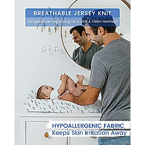 Extra Stretchy Changing Pad Cover, TotBasic Ultra Soft Premium Jersey Knit Changing Pad Sheets, Unisex for Boys and Girls, Safety Strap, Fits All Standard Changing Tables/Dresser Tops - 2 Pack