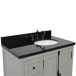 Plantation Solid Wood Vanity with Right Oval Sink in Gray Ash/Black