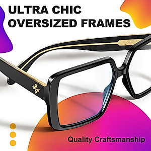 VISOONE Oversized TR90 Blue Light Blocking Glasses Fashion Accessories Non Prescription for Women Harvard