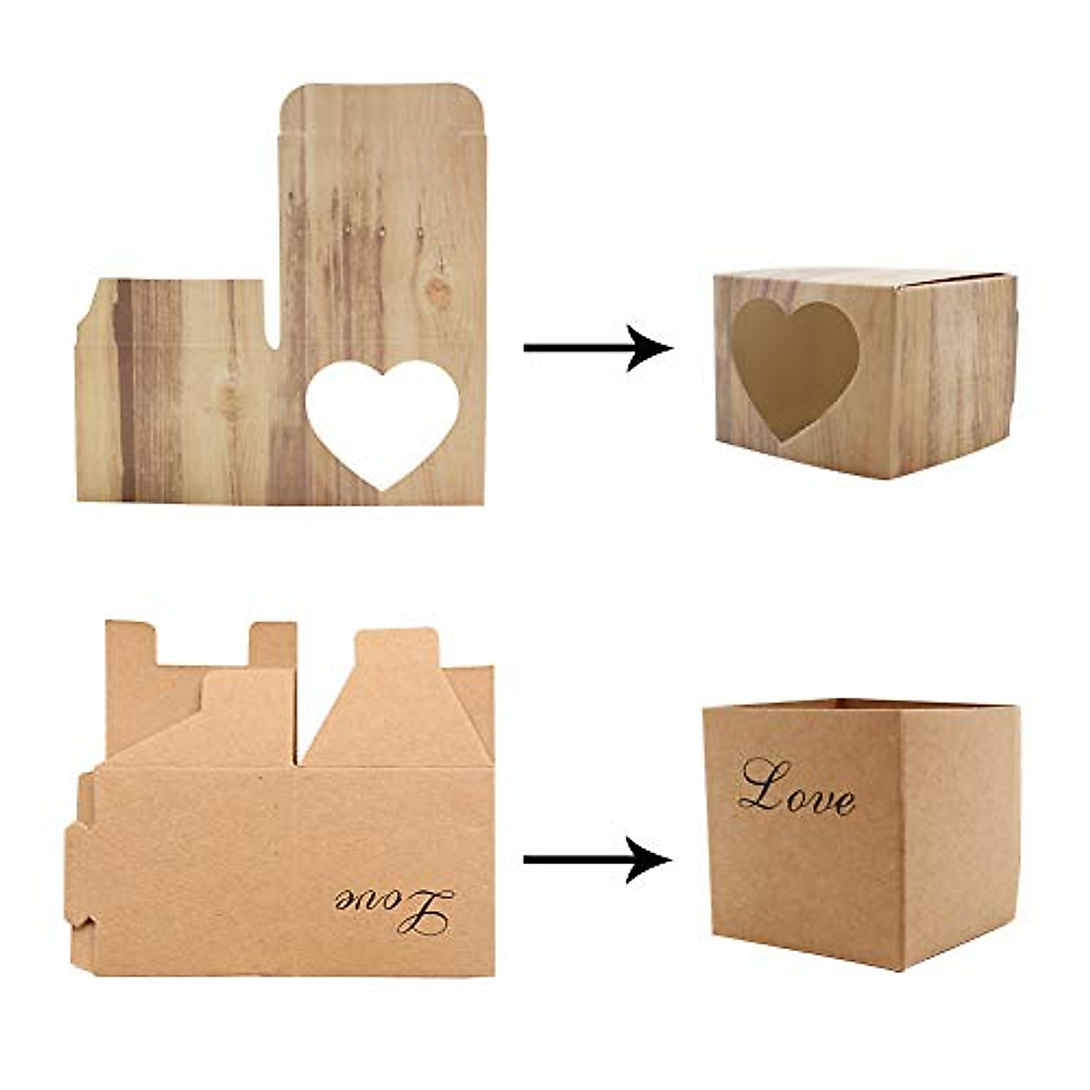 VGOODALL Rustic Candy Boxes,50pcs Wedding Favor Boxes,Love Kraft Bonbonniere Paper Gift Boxes with Burlap Jute Twine for Bridal Shower Wedding Birthday Party Rustic Wedding Christmas Decorations