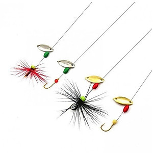 Ruluti 100pcs Fly Fishing Lure Sequin Noise Silver Gold Metal Small Spoon Spinner Lure Tackle, 7*15mm
