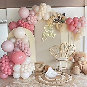 Dusty Pink White Balloons, 50Pcs 12 Inchs Blush Pink Sand White Metallic Gold Balloons for Girls Princess Birthday Party Wedding Anniversary Bridal Engagementl Baby Shower Decorations