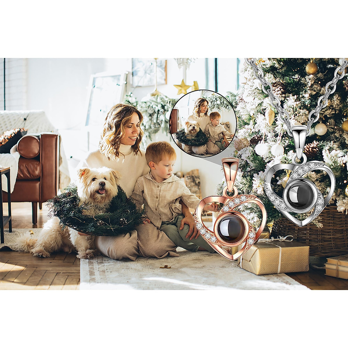 Personalized Photo Necklace Projection Necklace with Picture Inside -Sterling Silver Custom Photo Projection Necklace-Custom Jewelry Gift for Women Wife Mom Christmas