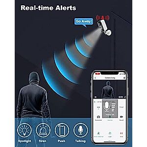 Wireless Cameras for Home Security Outdoor, 2K Color Night Vision Battery Powered WiFi Security Camera Spotlight/Siren Motion Detection 2-Way Talk Waterproof Cloud Storage Outdoor Camera Wireless 2PCS