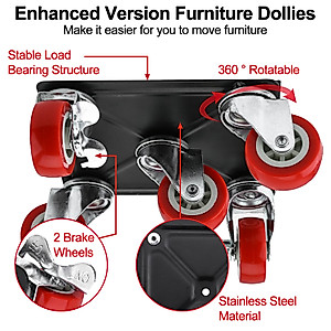 OCGIG Furniture Mover with 5 Wheels & Lifter Set, Carbon Steel Panel Moving Tool, 360° Rotation Wheels Heavy Duty Dolly, 3000 Lbs Capacity, for Moving Refrigerator, Sofa, Cabinet