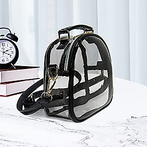 Enkrio Clear Bag Stadium Approved Clear Purses for Women Stadium with Adjustable Strap Clear Crossbody Bag for Concerts Sports Events Festivals (Black)