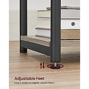 VASAGLE Side Table with Charging Station, 3-Tier End Table with USB Ports and Outlets, Nightstand for Living Room, Bedroom, 11.8 x 13.4 x 22.8 Inches, Plug-in Series, Greige and Black ULET373B02