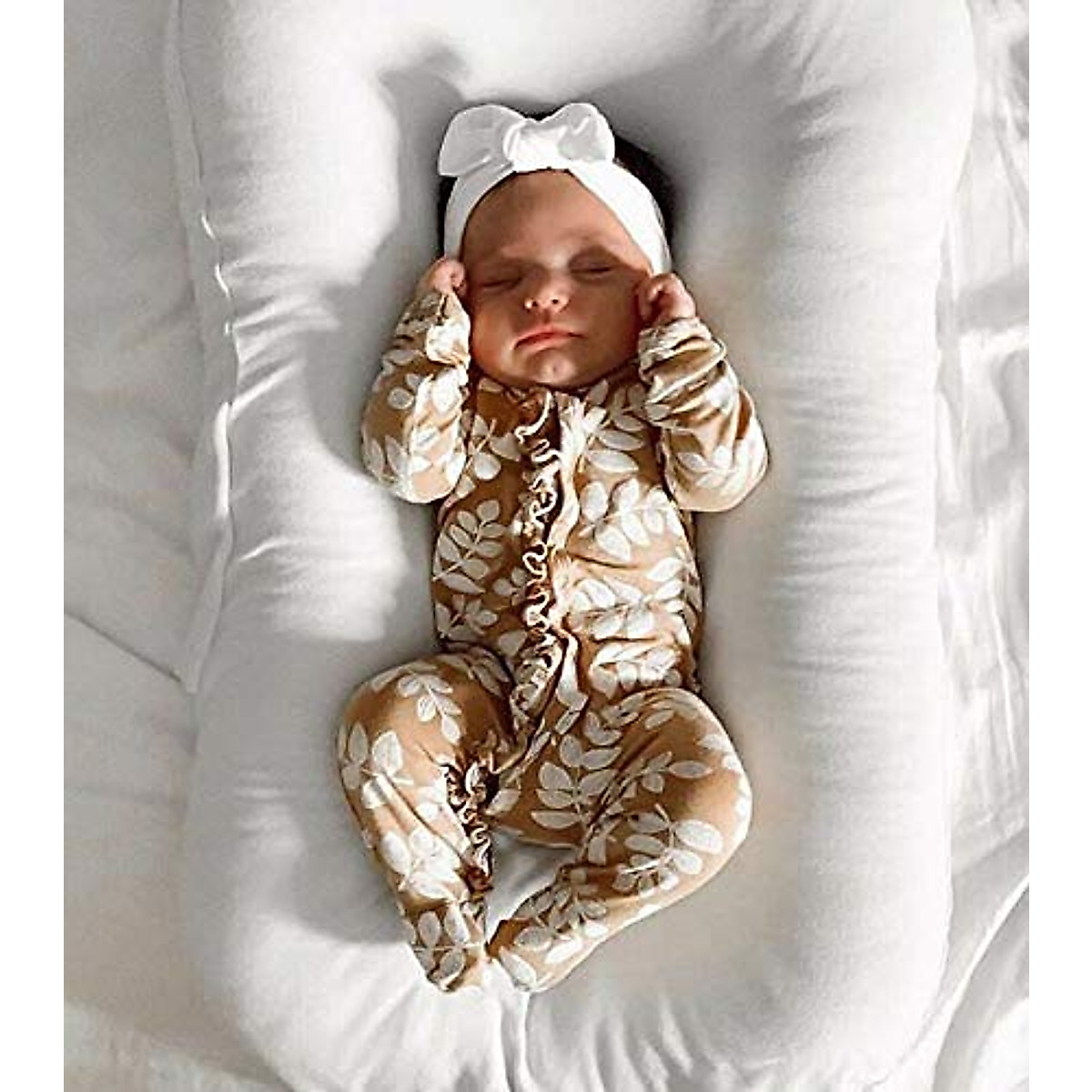 Ayalinggo Newborn Baby Girl Boy Romper Jumpsuit Footed Romper Ruffle Footie Bodysuit Fall Winter Outfit Clothes (Floral Footies, 0-3 Months)