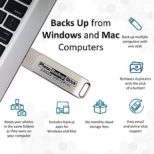 Photo Backup Stick Omega Universal Picture and Video Backup for Any Device - iPhone, Android, Computer, Tablets (128GB)