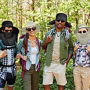 Audoyon Fishing Hat - Sun Hat for Women & Men - UV Protection Ponytails Hat, Wide-Brimmed Hats with Face & Neck Flap (Black)