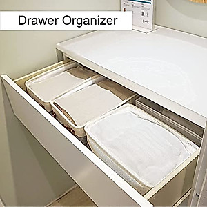 HNZIGE Storage Baskets for Organizing Fabric Baskets for Shelves, Closets, Laundry, Nursery, Decorative Baskets for Gifts Empty (White&Gray)